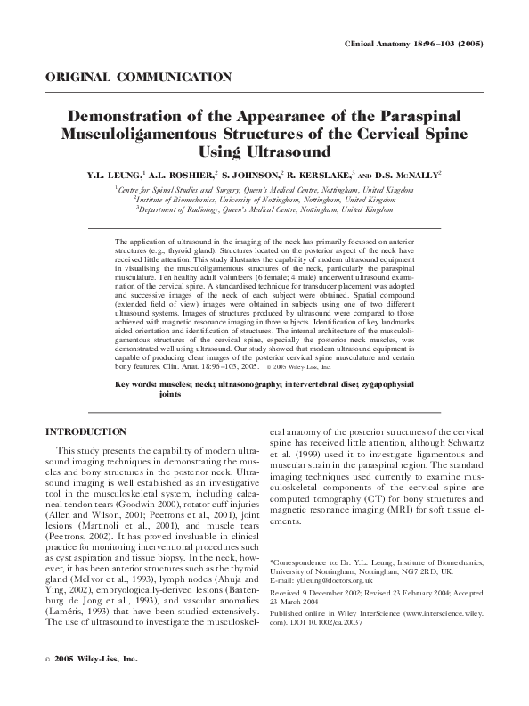 (PDF) Demonstration of the appearance of the paraspinal ...
