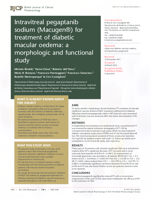 (PDF) Intravitreal pegaptanib sodium (Macugen®) for treatment of ...