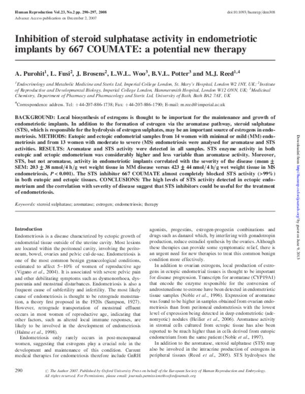 (PDF) Inhibition of steroid sulphatase activity in endometriotic ...