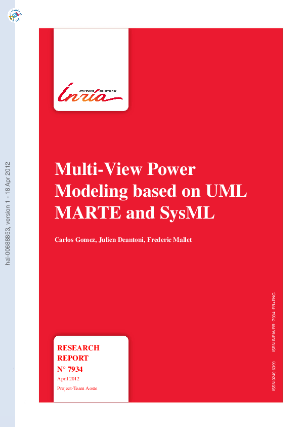 (PDF) Multi-view power modeling based on UML, MARTE and SysML