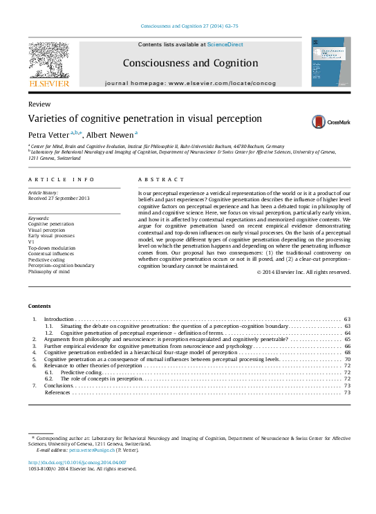 (PDF) Varieties of cognitive penetration in visual perception