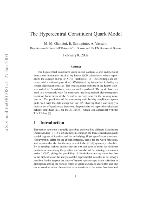 (PDF) The hypercentral constituent quark model