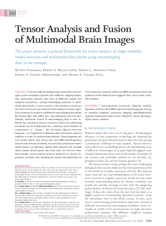 (PDF) Tensor Analysis and Fusion of Multimodal Brain Images