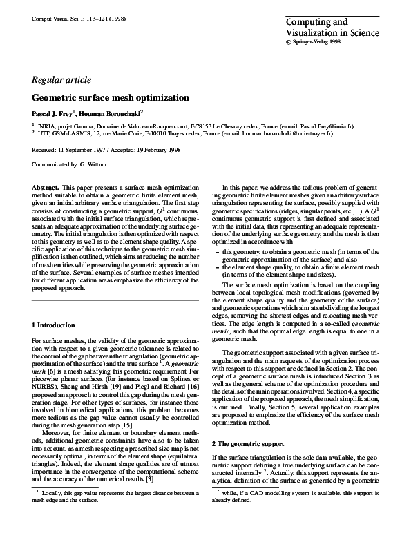 (PDF) Geometric surface mesh optimization