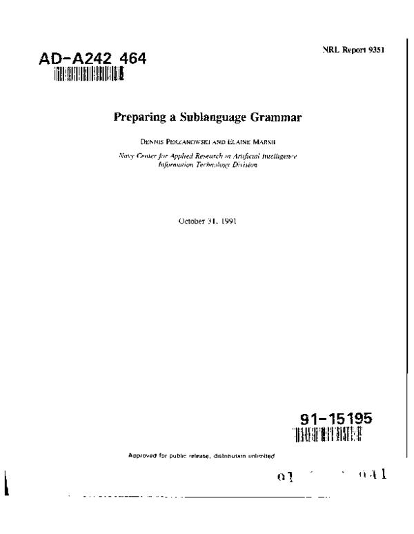 (PDF) Preparing a Sublanguage Grammar