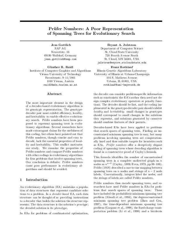 Pdf Prüfer Numbers A Poor Representation Of Spanning Trees For
