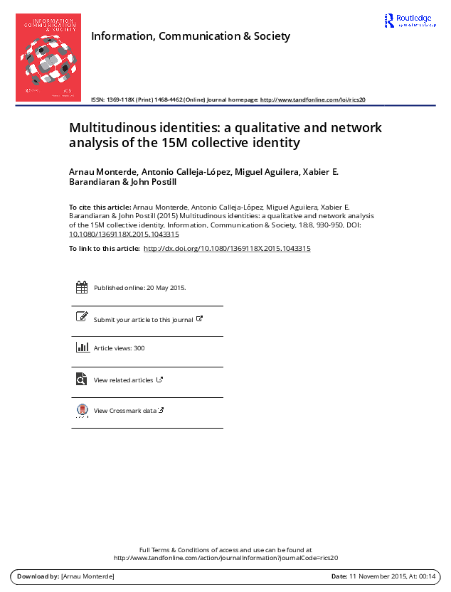 Multitudinous identities: a qualitative and network analysis of the 15M ...