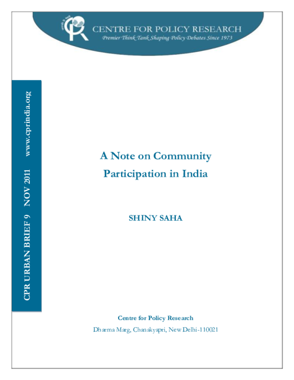 (PDF) A Note on Community Participation in India