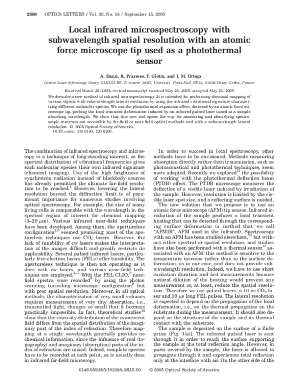 (PDF) Local infrared microspectroscopy with subwavelength spatial ...