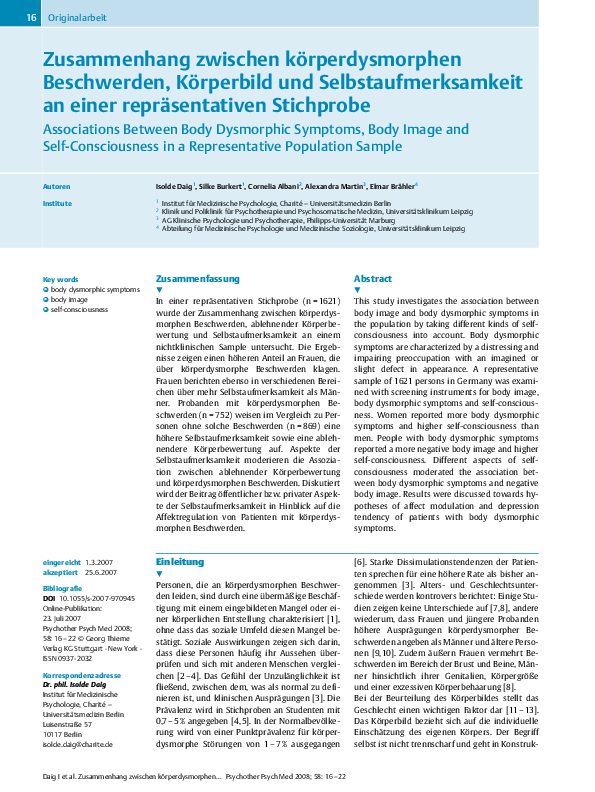 (PDF) [Associations between body dysmorphic symptoms, body image and ...
