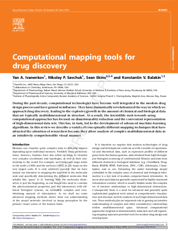 (PDF) Computational mapping tools for drug discovery