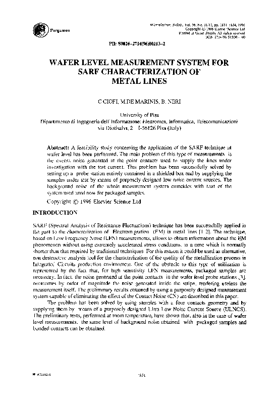 (PDF) Wafer level measurement system for sarf characterization of metal ...