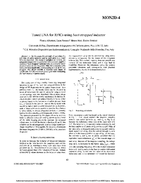 (PDF) Tuned LNA for RFICs using boot-strapped inductor
