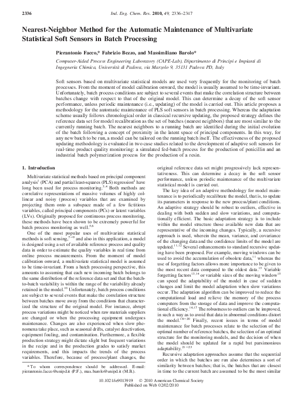 (PDF) Nearest-Neighbor Method for the Automatic Maintenance of Multivariate Statistical Soft ...