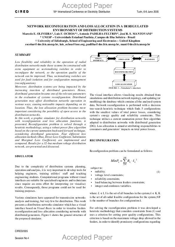 Pdf Network Reconfiguration And Loss Allocation In A Deregulated