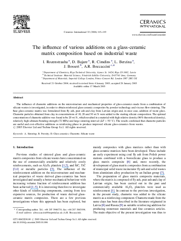 (PDF) The influence of various additions on a glass-ceramic matrix ...