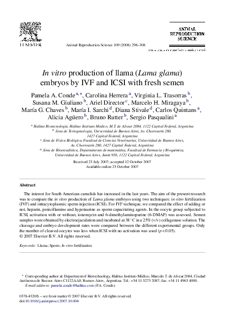 (PDF) In vitro production of llama (Lama glama) embryos by IVF and ICSI ...