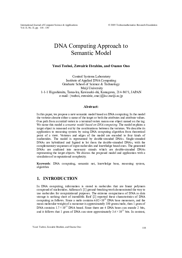 (PDF) DNA Computing Approach to Semantic Model