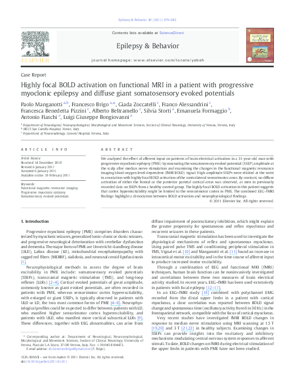 (PDF) Highly focal BOLD activation on functional MRI in a patient with ...