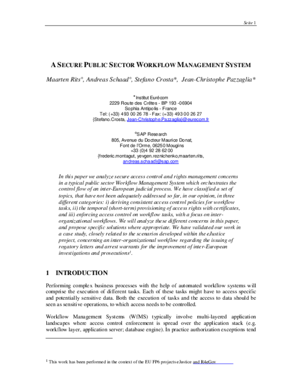 (PDF) A Secure Public Sector Workflow Management System