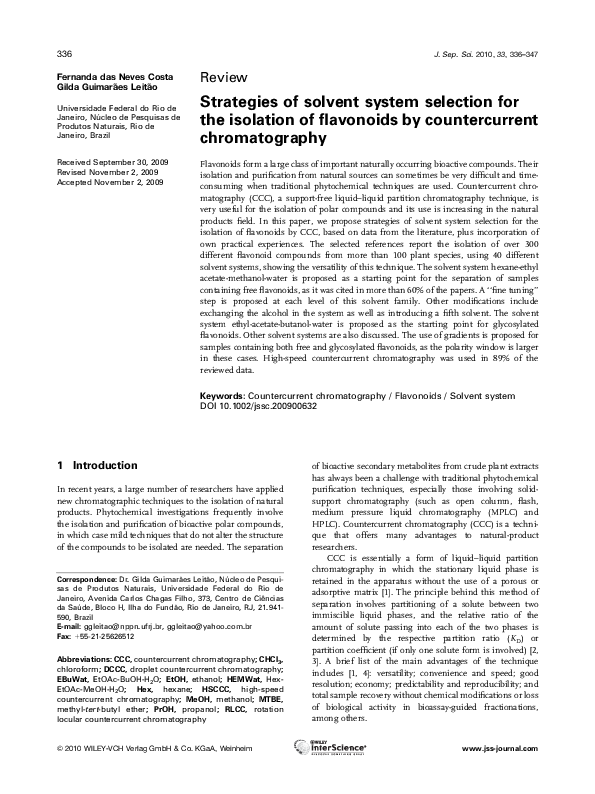 (PDF) Strategies of solvent system selection for the isolation of ...