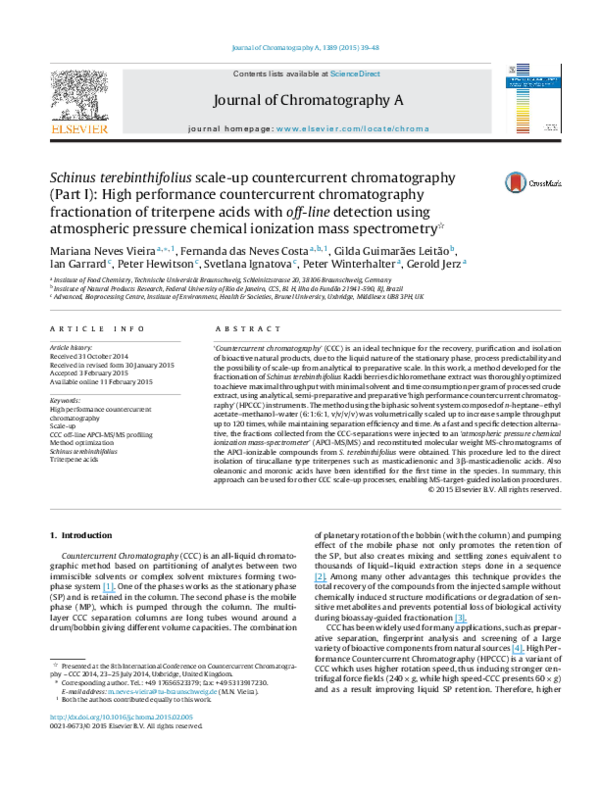 (PDF) Schinus terebinthifolius Scale-up Countercurrent Chromatography ...