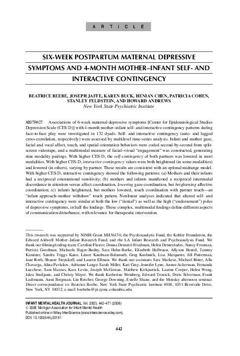 (PDF) Six-week postpartum maternal depressive symptoms and 4-month ...