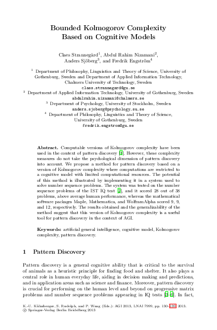 (PDF) Bounded Kolmogorov Complexity Based on Cognitive Models