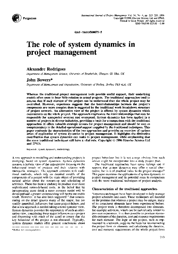 (PDF) The role of system dynamics in project management