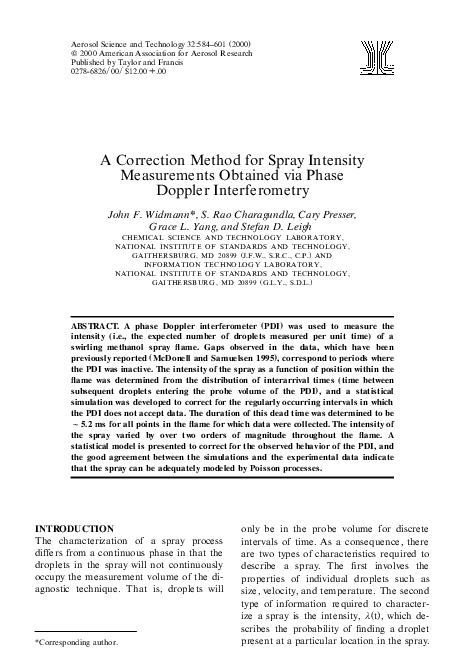 (PDF) A Correction Method for Spray Intensity Measurements Obtained via ...
