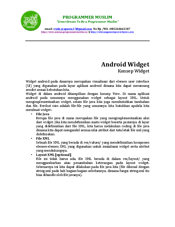 (PDF) Membuat Aplikasi Android dengan Konsep Widget Pada Android Studio