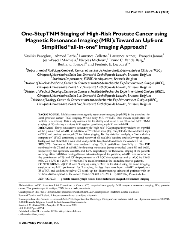 (PDF) One-step TNM staging of high-risk prostate cancer using magnetic ...