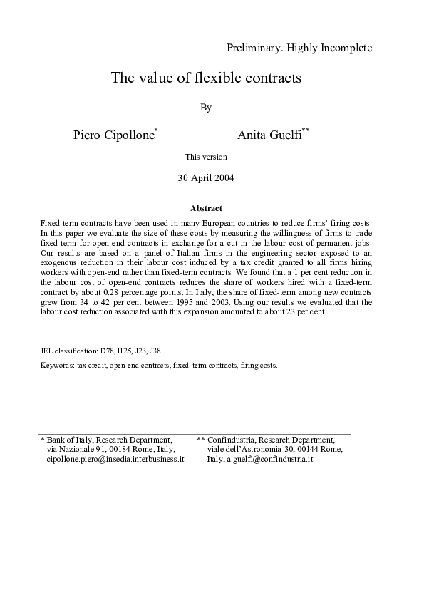 (PDF) The value of flexible contracts