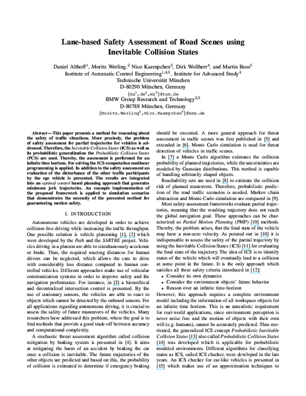 (PDF) Lane-based safety assessment of road scenes using Inevitable ...