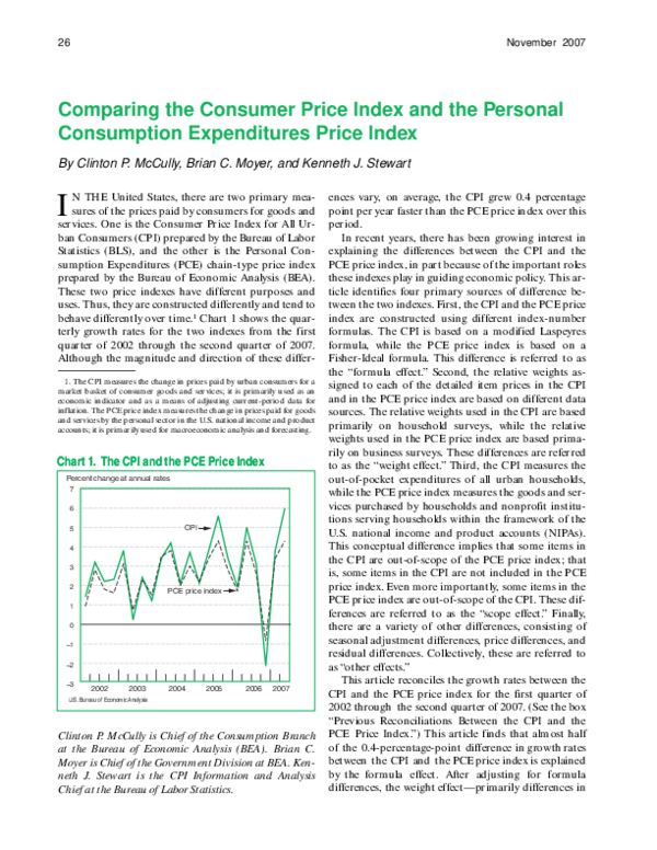 (PDF) Comparing the Consumer Price Index and the Personal Consumption ...