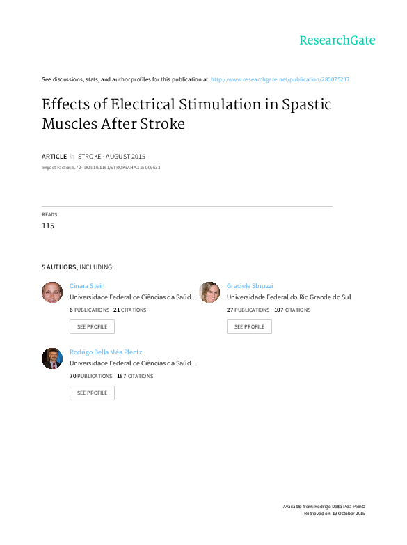 (PDF) Effects of Electrical Stimulation in Spastic Muscles After Stroke ...