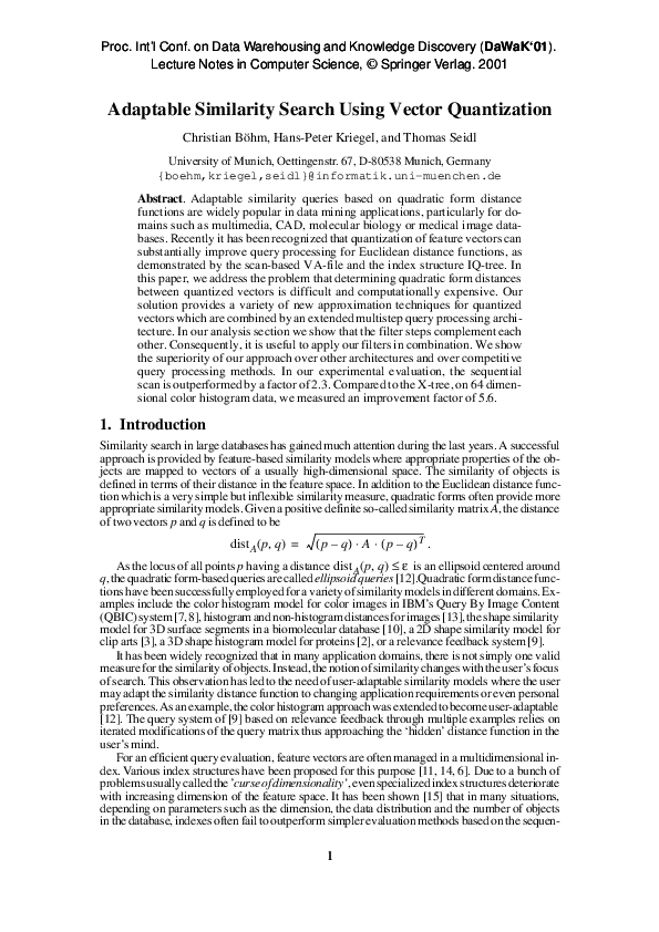 (PDF) Adaptable Similarity Search Using Vector Quantization