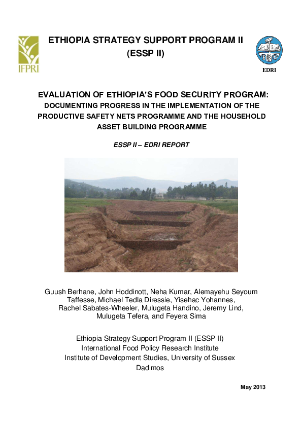 (PDF) Evaluation of Ethiopia's Food Security Program: Documenting ...