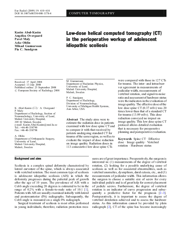 (PDF) Low-dose helical computed tomography (CT) in the perioperative ...