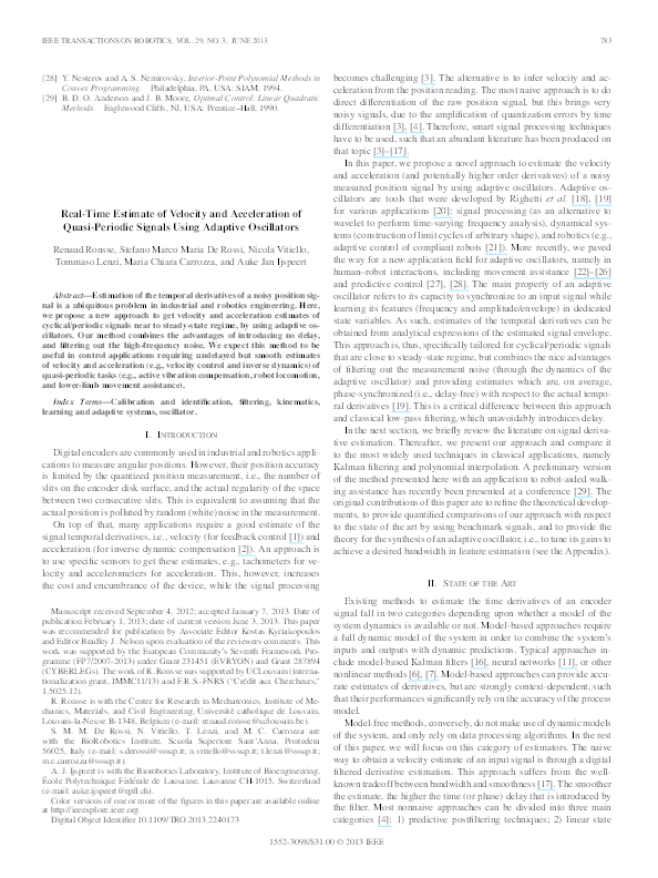 (PDF) Real-Time Estimate of Velocity and Acceleration of Quasi-Periodic ...