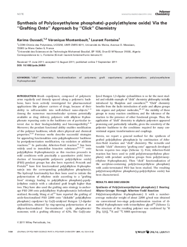 (PDF) Synthesis of poly(oxyethylene phosphate)-g-poly(ethylene oxide ...