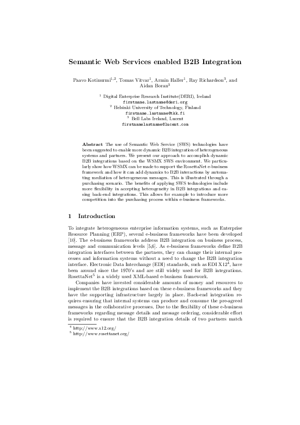 (PDF) Semantic Web Services Enabled B2B Integration