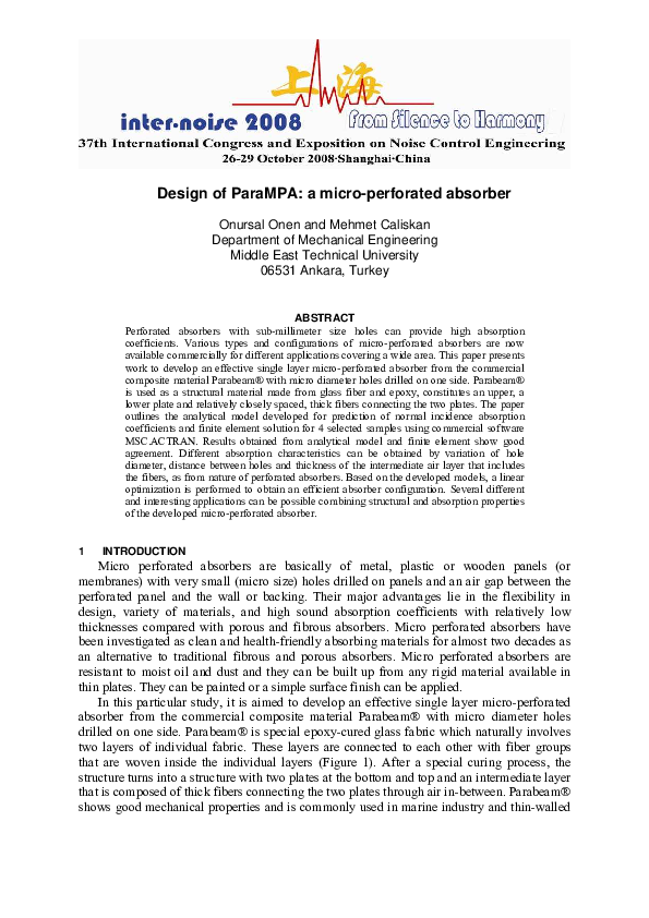 (PDF) Design of ParaMPA: A micro-perforated absorber