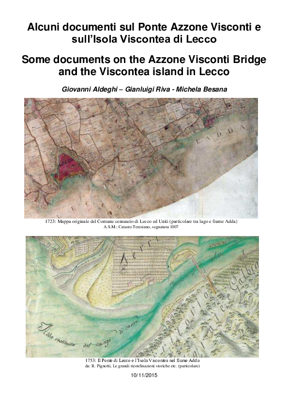 (PDF) Alcuni documenti sul Ponte Azzone Visconti e sull’Isola Viscontea ...
