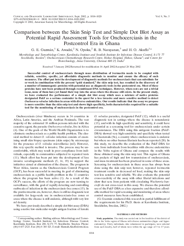 (PDF) Comparison between the Skin Snip Test and Simple Dot Blot Assay ...