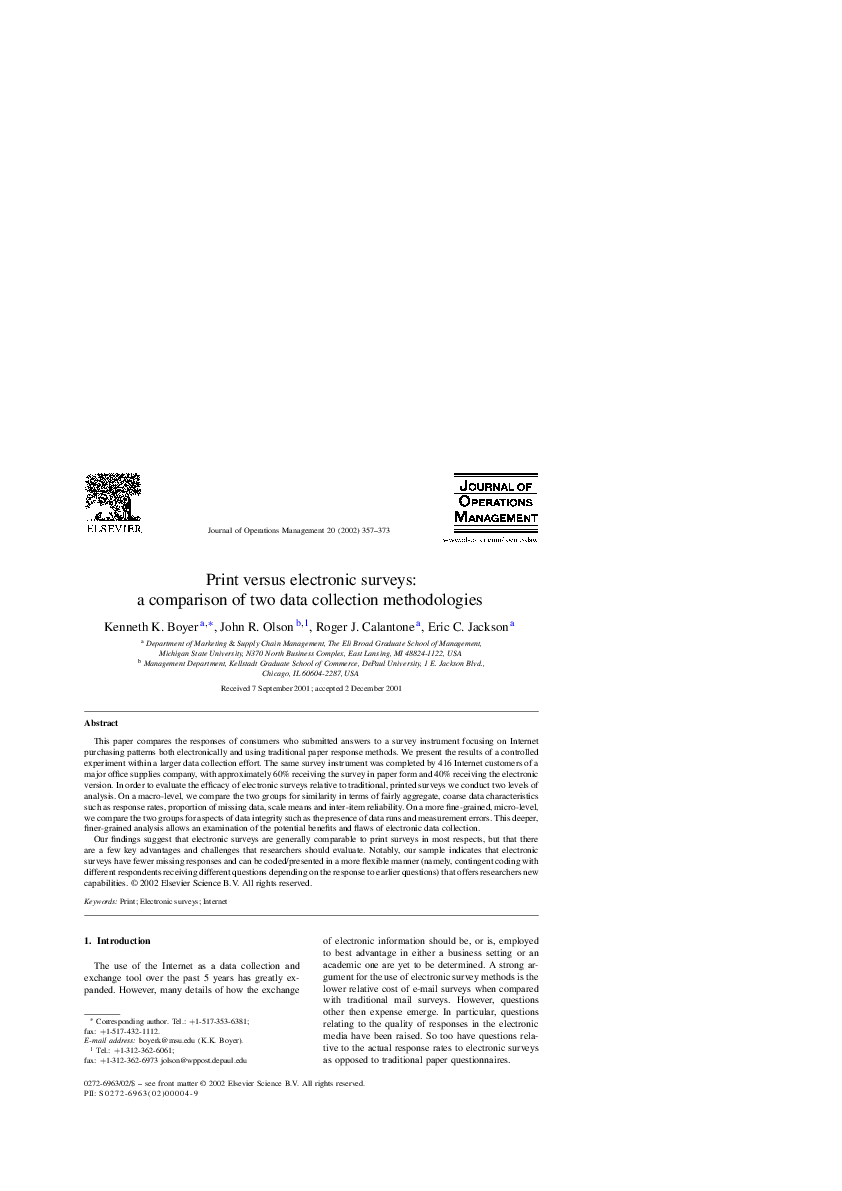 (PDF) Print versus electronic surveys: a comparison of two data ...