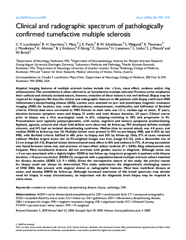 (PDF) Clinical and radiographic spectrum of pathologically confirmed ...