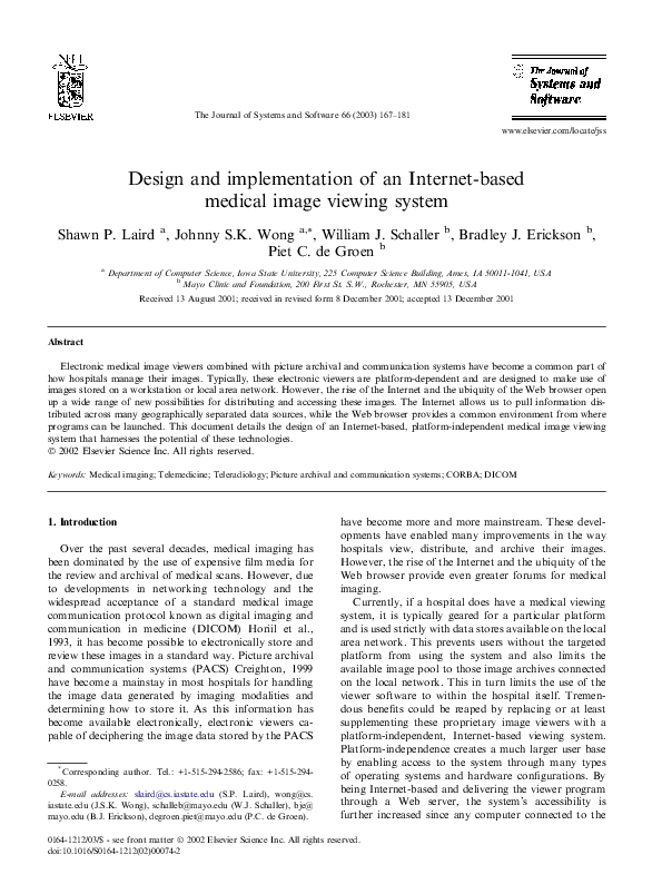 (PDF) Design and implementation of an Internet-based medical image viewing system