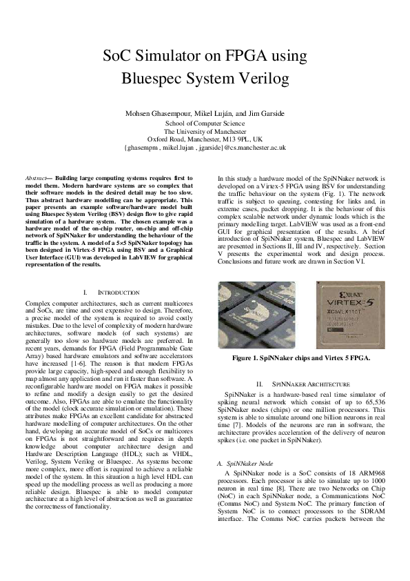 Pdf Soc Simulator On Fpga Using Bluespec System Verilog 