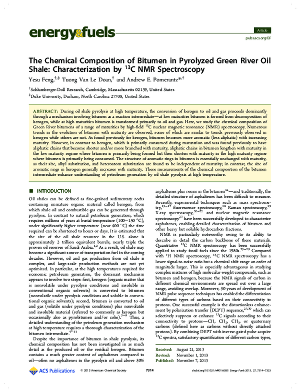 (PDF) The Chemical Composition of Bitumen in Pyrolyzed Green River Oil ...
